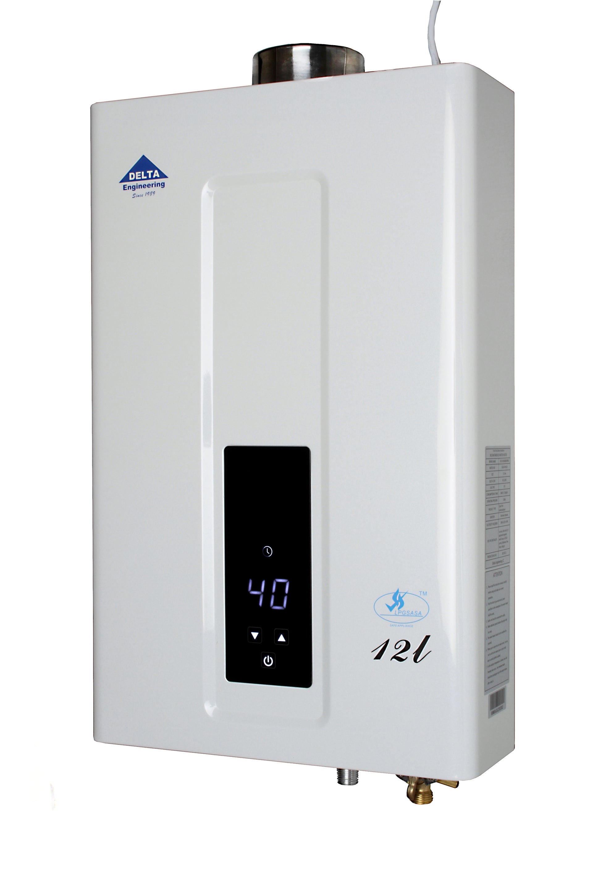 Delta 12 Litres Balanced Geyser Flue Unit | LPGSA Approved | The Gas B ...